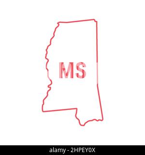 Mississippi state detailed editable map with cities and towns ...