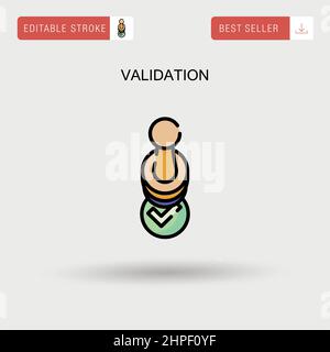 Validation, verification flat concept vector icon. Get approval idea cartoon color illustrations ...