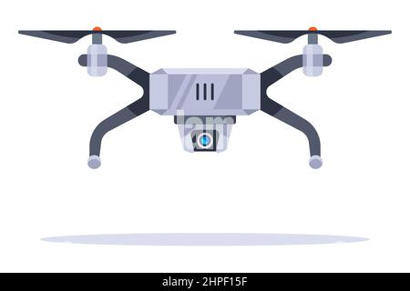 Flying robot, droid drone and copter cartoon characters. Vector ...