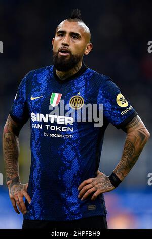 Arturo Vidal of FC Internazionale looks on during the Serie A match ...