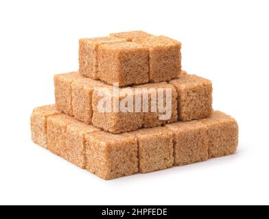 Pyramid of brown cane sugar cubes isolated Stock Photo - Alamy