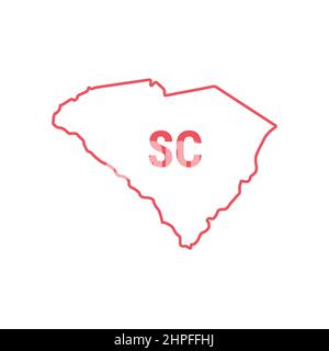 South Carolina map. Blank vector map of the US State with counties ...