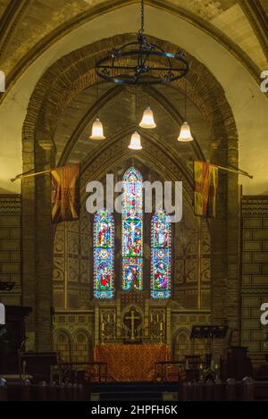 view along the aisle of St Mary in Castro Church in Dover Castle, Kent ...