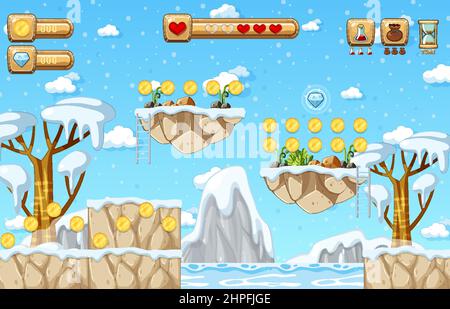 Game Template Snow Falling Scene illustration Stock Vector Image & Art ...