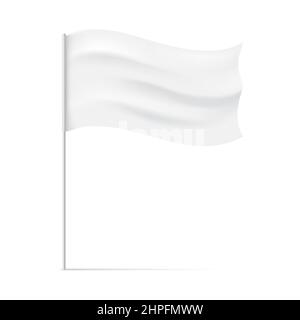 White horizontal pennant mockup, Empty medieval flag vector banner ...