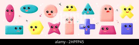 Cute shapes for kids poster. Learning basic geometric shapes with characters for preschool Stock ...