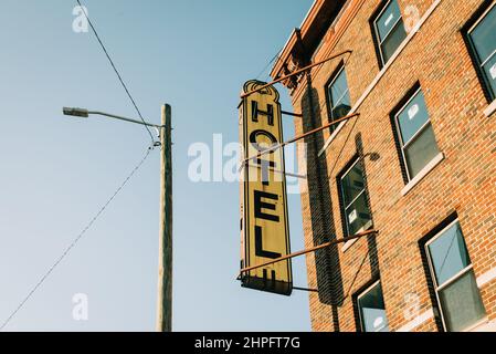 Vintage hotel sign in Corktown, Detroit, Michigan Stock Photo - Alamy