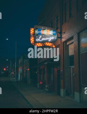 Northern Lights Lounge sign at night, in Detroit, Michigan Stock Photo ...