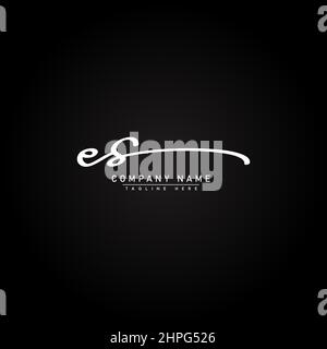 Initial Letter ES Logo - Handwritten Signature Style Logo - Simple Vector Logo in Signature ...