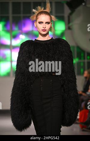 A model walks on the runway at the Mark Fast fashion show during the ...