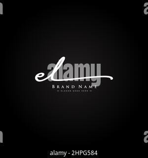 Initial Letter EL Logo - Handwritten Signature Style Logo - Vector Logo Template for Business ...