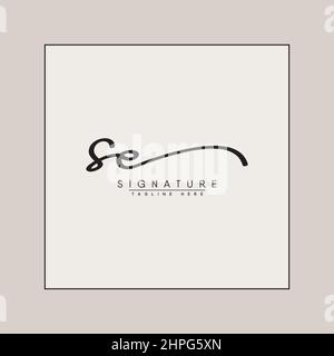 Initial Letter SE Logo - Hand Drawn Signature Style Logo - Simple ...