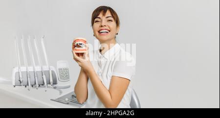 Mock-up Jaws on white background reflection teeth skeleton plastic ...