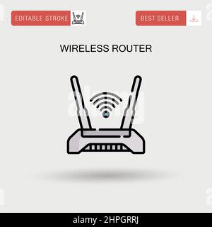 Vector illustration of a home router. Home wireless internet. Outline ...