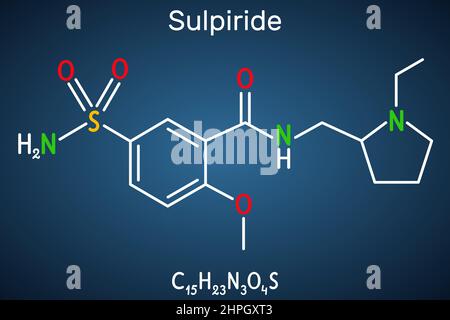 Sulpiride antipsychotic (neuroleptic) drug molecule. Skeletal formula ...