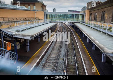London, UK. Woolwich Station on the newly opened Elizabeth Line ...