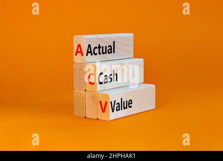 ACV actual cash value symbol. Concept words ACV actual cash value on ...