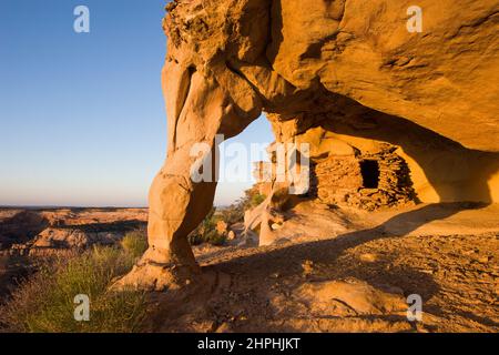 A 1000-year old Ancestral Pueblan granary ruin on Aztec Butte in ...