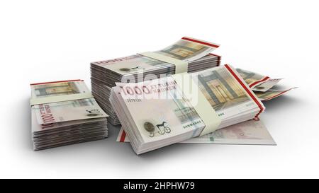 3D Stack of 1000 Danish krone notes isolated on white background Stock ...