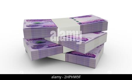 3d rendering of Stack of Ethiopian birr notes. bundles of Ethiopian ...