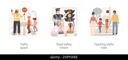 Teaching traffic rules isolated cartoon vector illustration. Parents ...