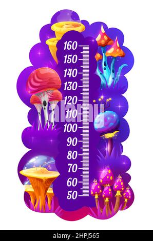 Fantasy mushrooms kids height chart growth meter. Fairy magic cartoon ...
