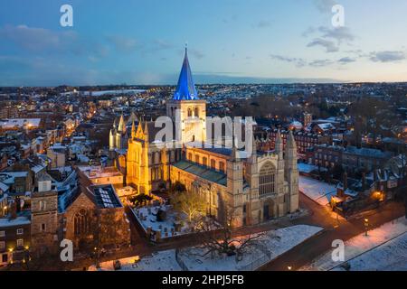 Aerial drone view to Rochester cathedral and castle Stock Photo - Alamy