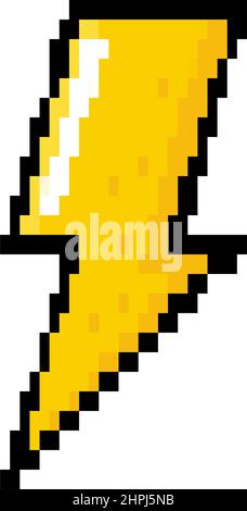 8 bit lightning bolt retro icon. 8 bit old thunderbolt lightning game ...
