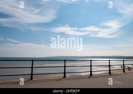 Filey Beach front promenade with Victorian Railing Stock Photo - Alamy
