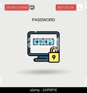 Password Entry icon simple flat vector symbol outline collection set ...