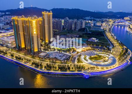 Jiangmen city skyline bridge landmarks PengJiang on both sides Stock ...