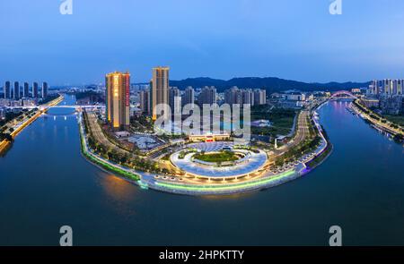 Jiangmen city skyline bridge landmarks PengJiang on both sides Stock ...