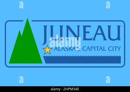 official flag of Juneau, Alaska untied states of America at cloudy sky ...