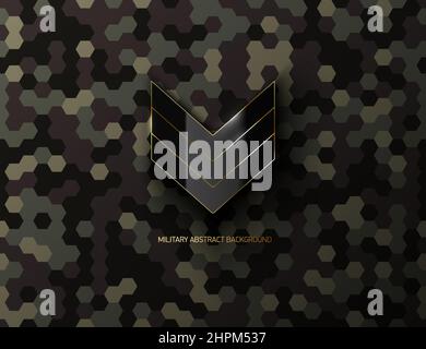 Military black glossy sergeant rank sign on hex pixel camouflage ...