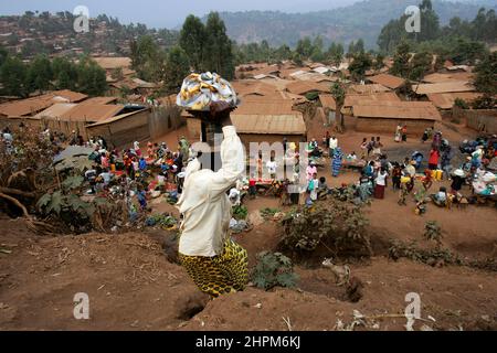 Everyday life in the slums at Lake Kivu near Bukavu Congo. The picture ...