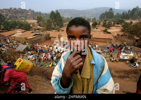 Everyday life in the slums at Lake Kivu near Bukavu Congo. The picture ...