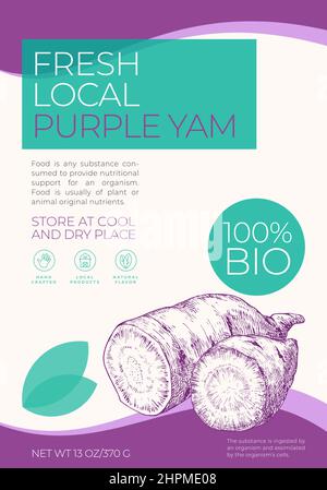 Ube Purple Yam Food Label Template. Abstract Vector Packaging Design ...