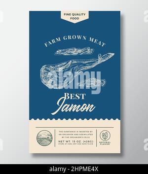 Farm Grown Jamon Abstract Vector Packaging Label Design Template ...