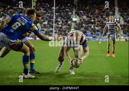Wigan Warriors' Liam Farrell scores his sides fourth try during the ...