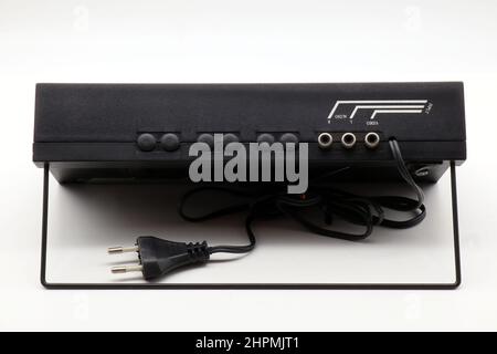 Digital four input selector. Vintage Technology isolated on white ...