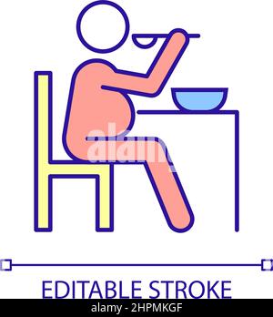 Bulimia linear icon. Eating disorder. Unhealthy hunger. Binge eating ...