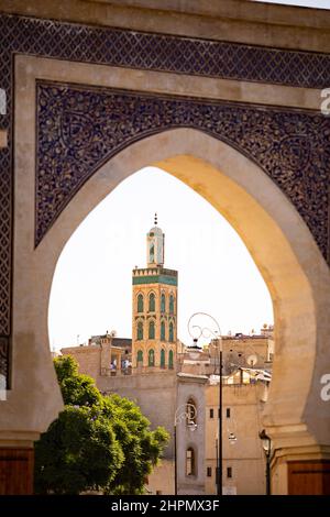 Bab R'Cif gate and Mosque R'Cif, in R'Cif Square, gateway to andalusian ...