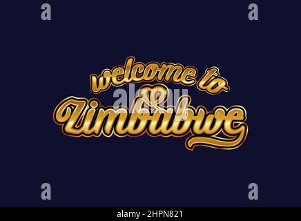 Zimbabwe Welcome To Word Text with Love Hearts and Creative Handwritten ...