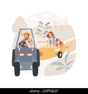 Farm tractor train ride isolated cartoon vector illustration Stock ...