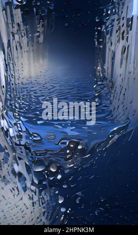 Abstract digital painting interpreting water and its irregular shapes ...