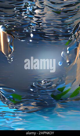 Abstract digital painting interpreting water and its irregular shapes ...