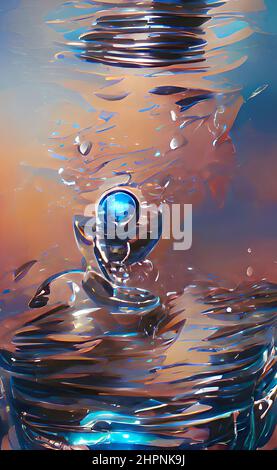 Abstract digital painting interpreting water and its irregular shapes ...