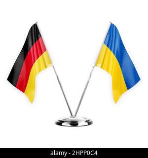 Germany and Ukraine diplomacy deal 3D illustration. Businessman partner ...