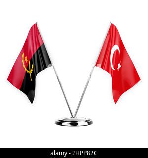 Angola and Turkey table flags isolated on white 3D rendering Stock ...