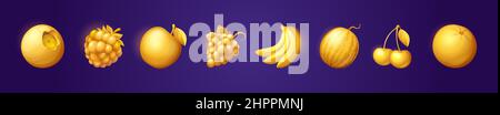 Fruit game icons, bonus for casino slot machine, gambling, lottery or ...